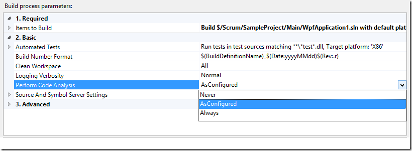TFS Build: Running Static Code Analysis for Specific Configuration ...